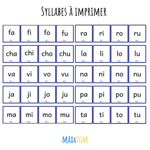 Planches de syllabes à imprimer | PDF gratuit | Max&Tom